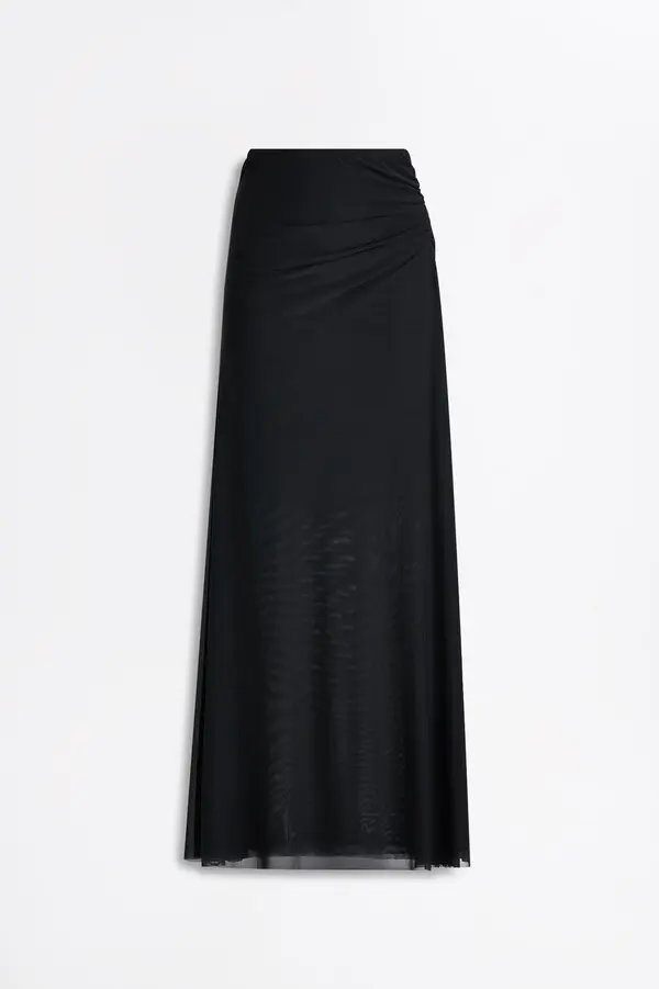 Scanlan Theodore Mesh Draped Maxi Skirt - Black