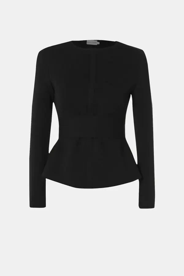 Scanlan Theodore Crepe Knit Curved Hem Jacket - Black