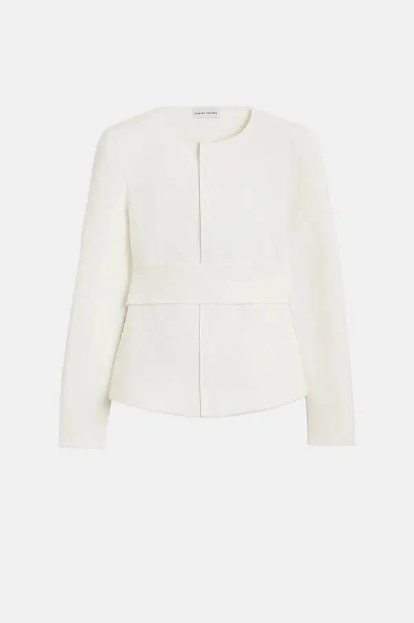 Scanlan Theodore Crepe Knit Curved Hem Jacket - Cream