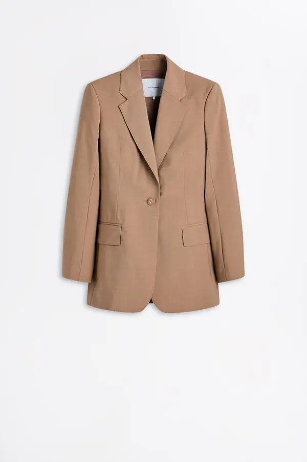 Scanlan Theodore Single Breasted Wool Blend Jacket - Biscuit