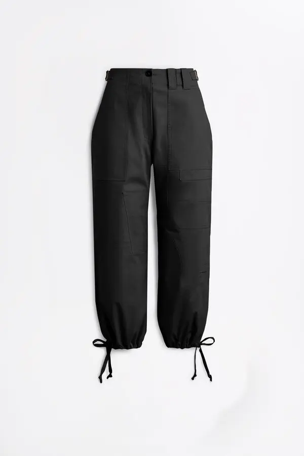 Scanlan Theodore Cotton Sateen Cropped Cargo Trousers - Black
