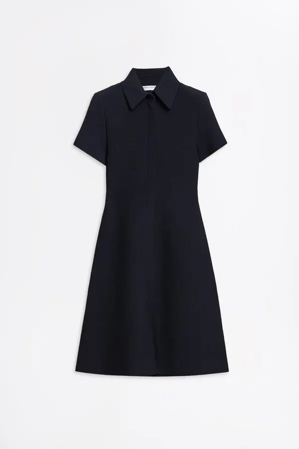 Scanlan Theodore Crepe Knit Mini Zip Shirt Dress - Navy