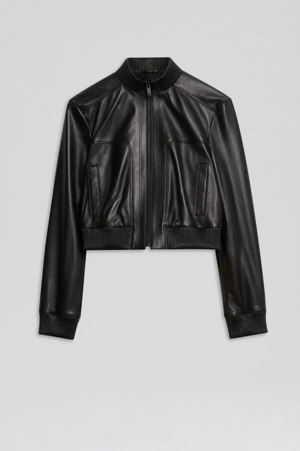 Scanlan Theodore Leather Bomber Jacket - Black
