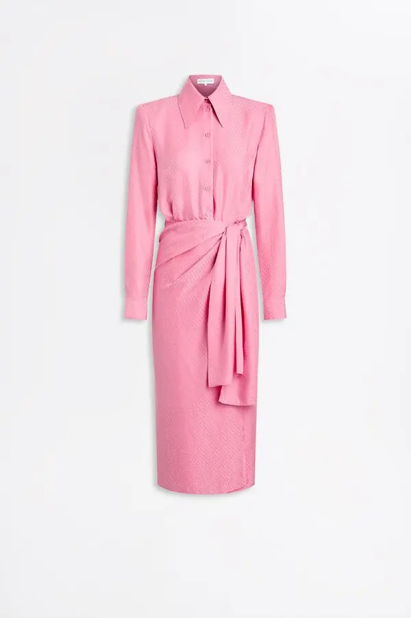 Scanlan Theodore Silk Chain Jacquard Wrap Dress