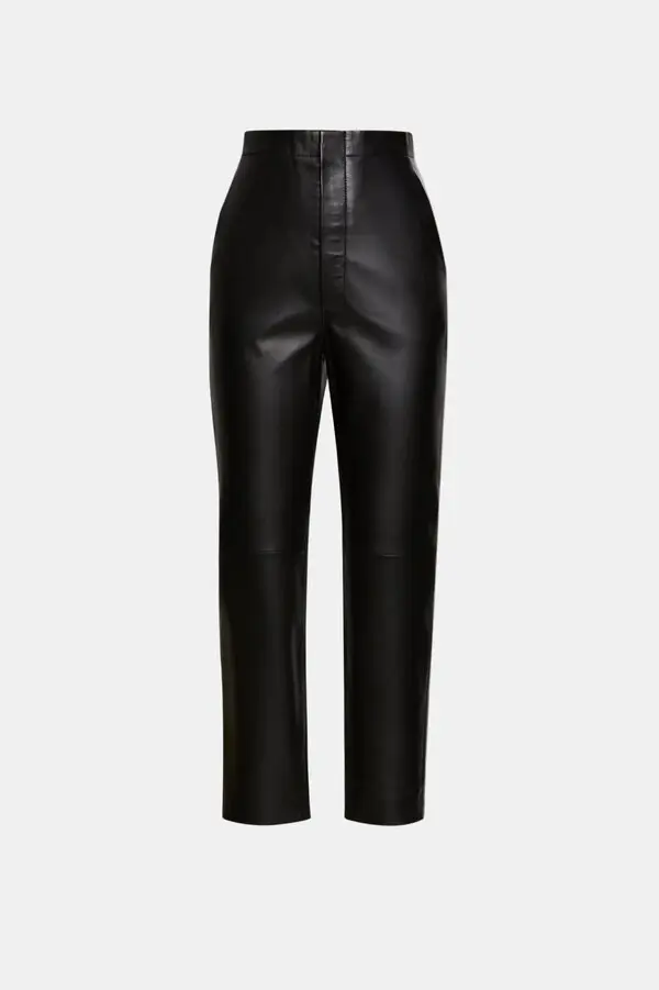 Scanlan Theodore Leather Slim Crop Trousers - Black