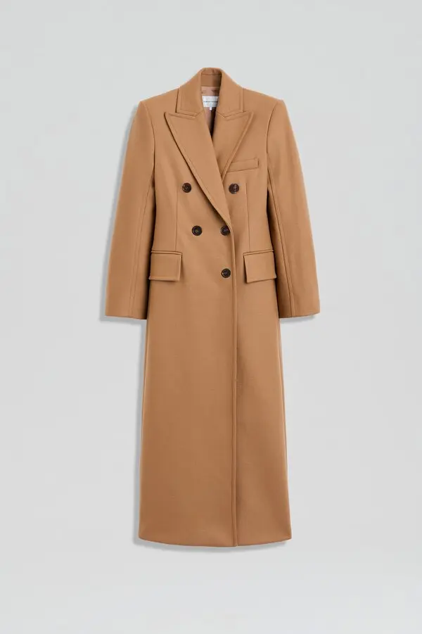 Scanlan Theodore Tailored Virgin Wool Blend Coat - Camel