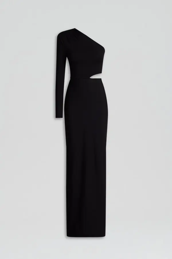 Scanlan Theodore Crepe Knit One Shoulder Gown