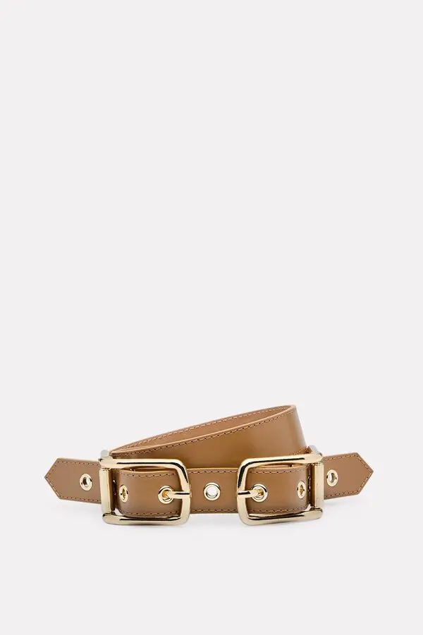 Scanlan Theodore Twin Saddle Buckle 2.5 Leather Belt - Bronze