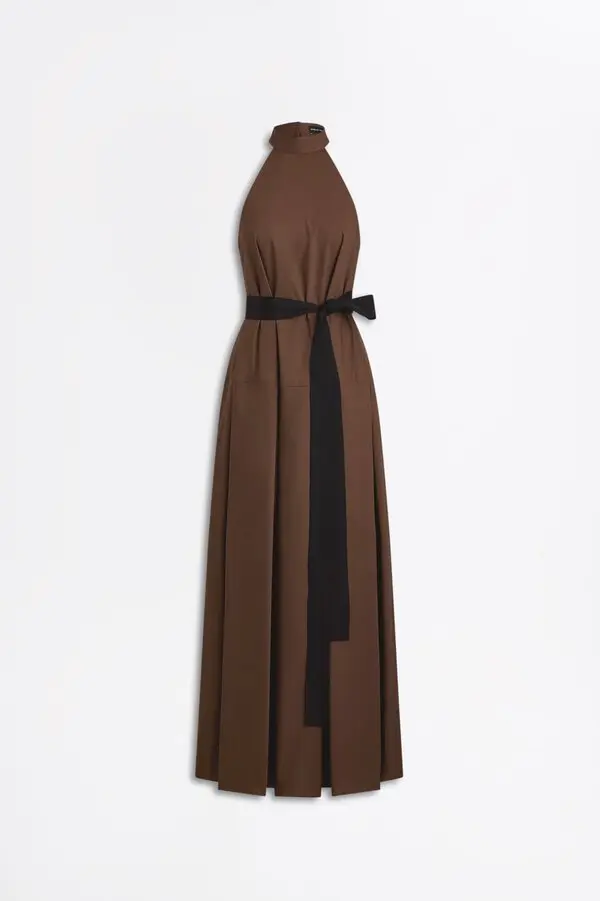 Scanlan Theodore Parachute Cotton Pleat A-line Dress - Cocoa