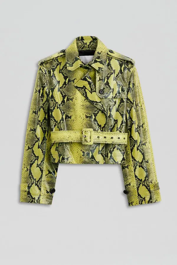 Scanlan Theodore Leather Reptile Cropped Trench - Vert