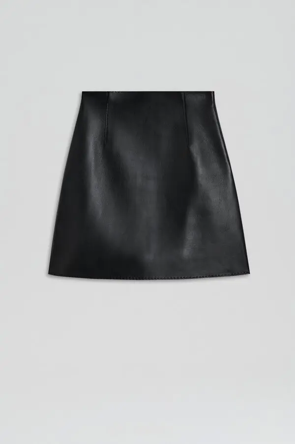 Scanlan Theodore Leather Bonded Mini Skirt - Black