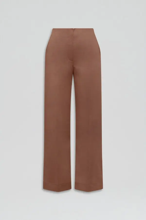 Scanlan Theodore Sateen Cropped Wide Leg Trousers - Mocha