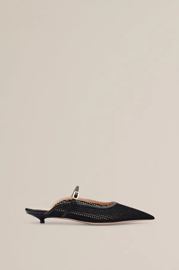 Scanlan Theodore Mesh Kitten Heel Mules - Black
