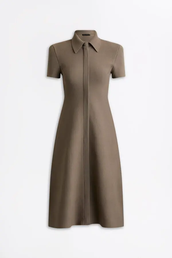 Scanlan Theodore Crepe Knit Zip Shirt Dress - Army