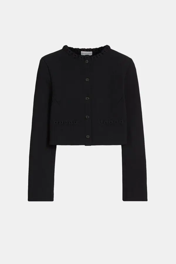 Scanlan Theodore Crepe Knit Daisy Crop Jacket - Black