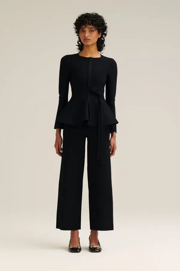 Scanlan Theodore Crepe Knit Daisy Crop Jacket - Black