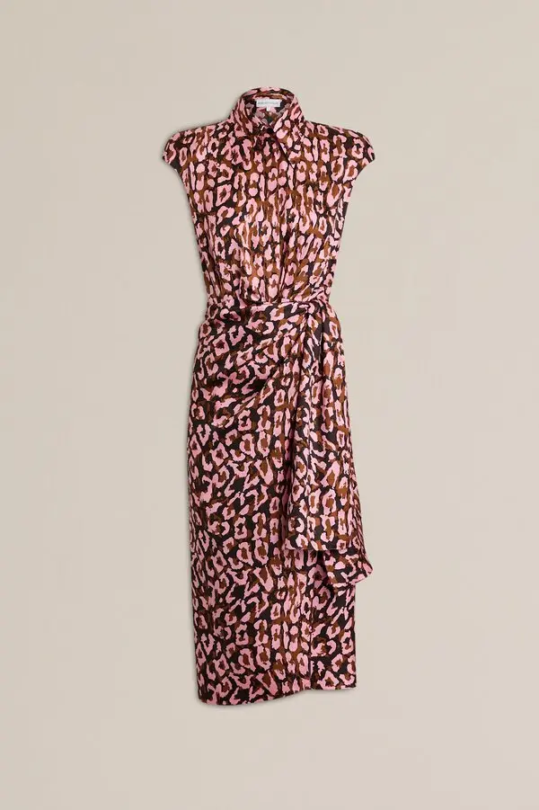 Scanlan Theodore Silk Jacquard Animal Print Midi Dress