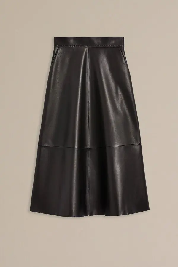 Scanlan Theodore Leather A-line Skirt - Black
