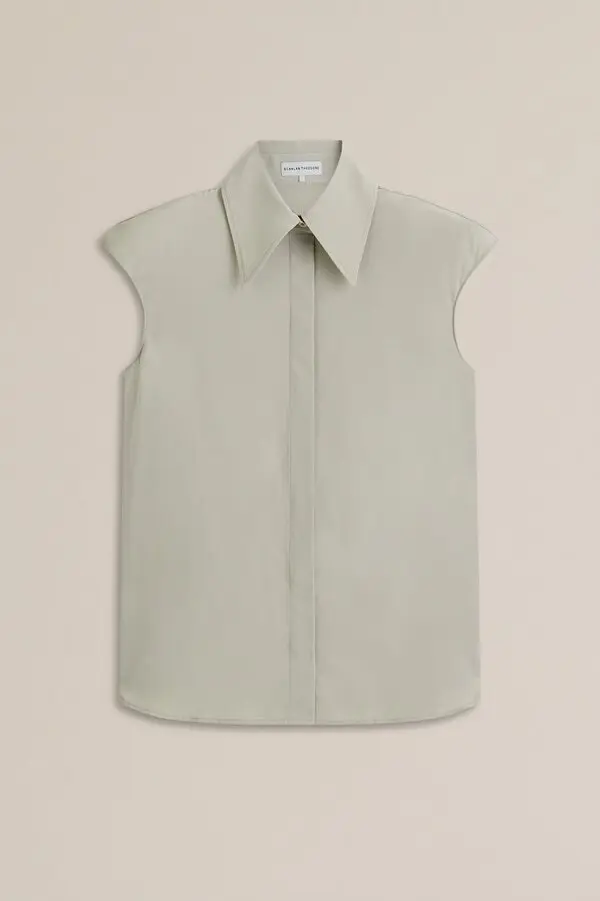 Scanlan Theodore Sleeveless Silk Shirt With Shoulder Pads