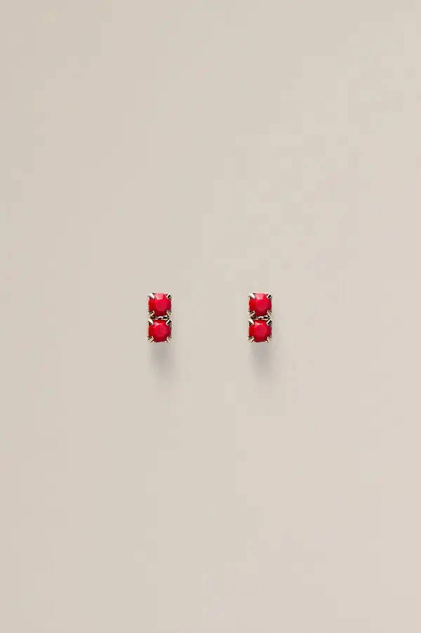 Scanlan Theodore Italian Opal Strass Stud Earrings - Red