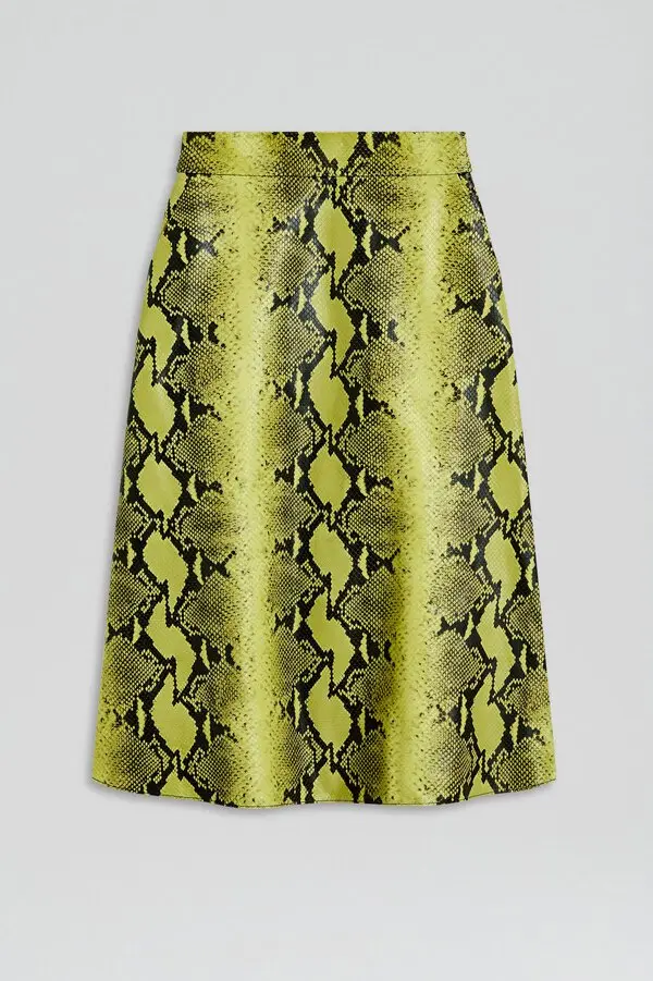 Scanlan Theodore Leather Reptile A-line Skirt - Vert