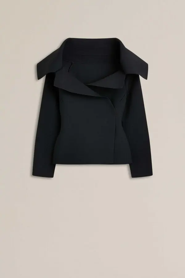 Scanlan Theodore Crepe Knit Open Collar Jacket
