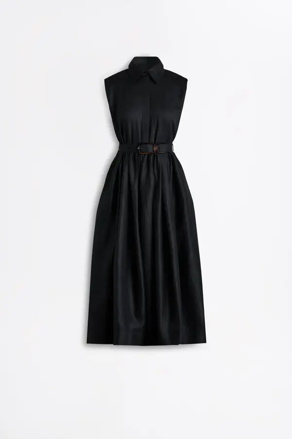 Scanlan Theodore Linen Sleeveless Shirt Dress - Black