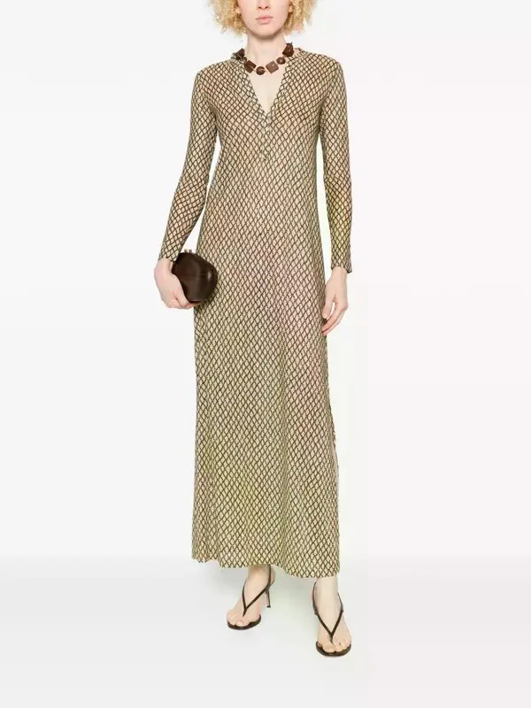 SIYU V-neck Printed Maxi Dress