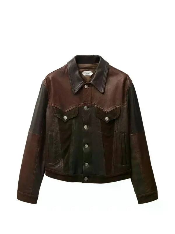 Versace Color-block Leather Blouson Jacket