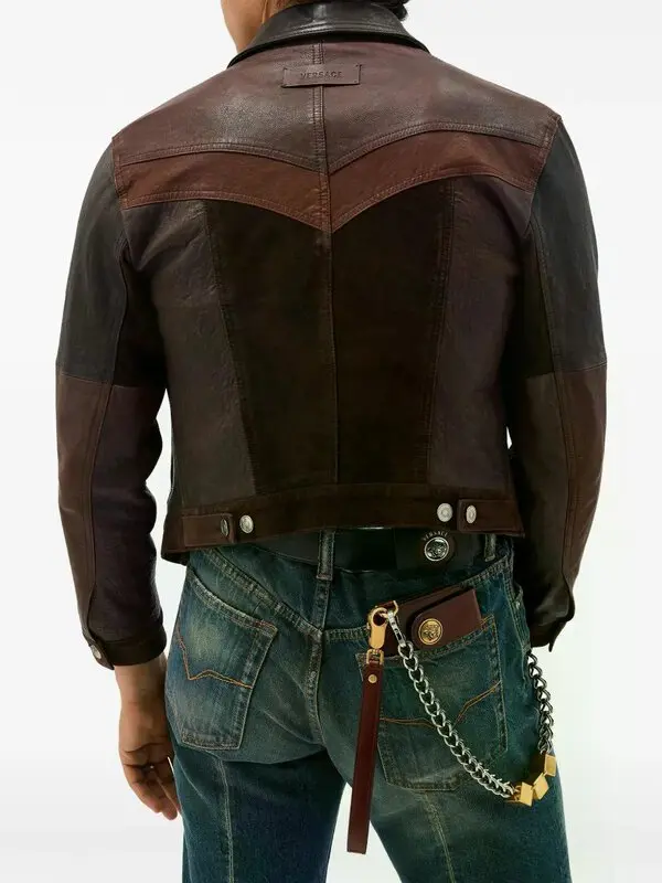 Versace Color-block Leather Blouson Jacket