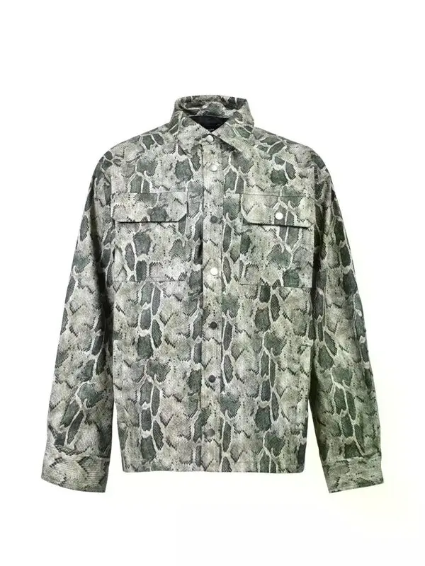 BREATH Python-print Pocket Shirt - Green
