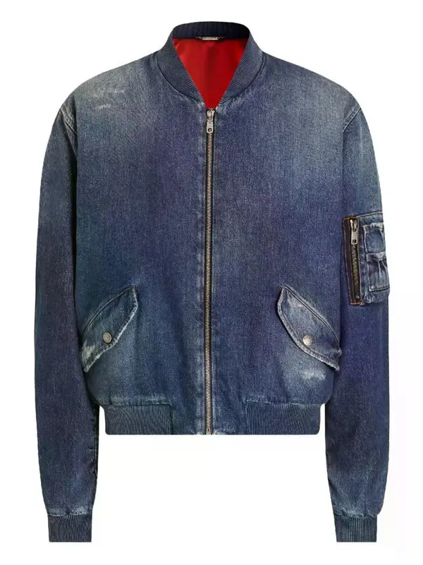 Dolce & Gabbana Zip-up Denim Bomber Jacket - Blue