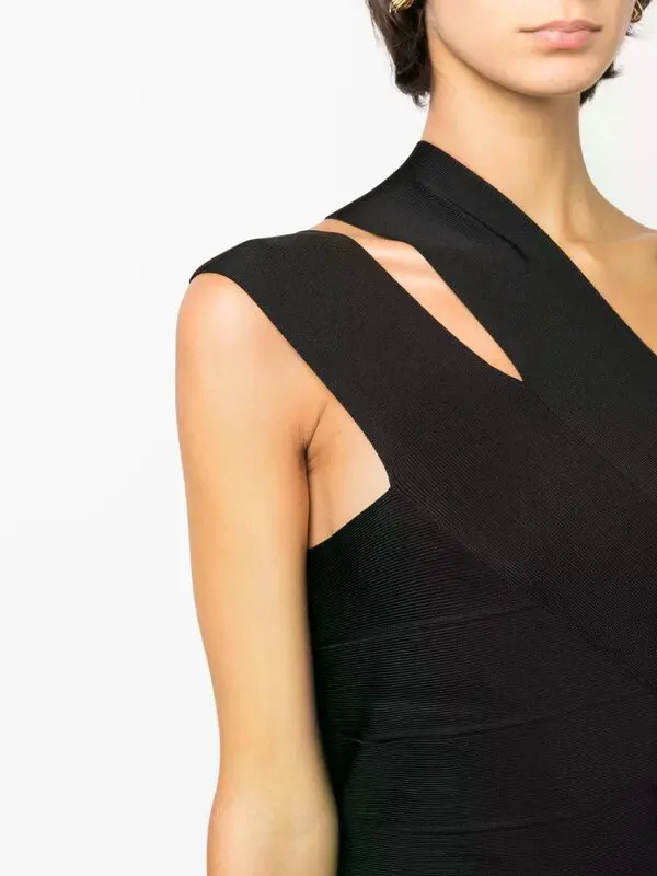 Herve Leger Icon One-shoulder Panelled Minidress