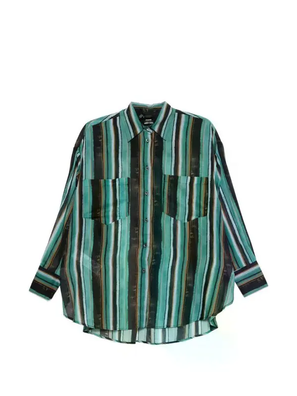 Pinko Striped Cotton Muslin Shirt With Logo Detail
