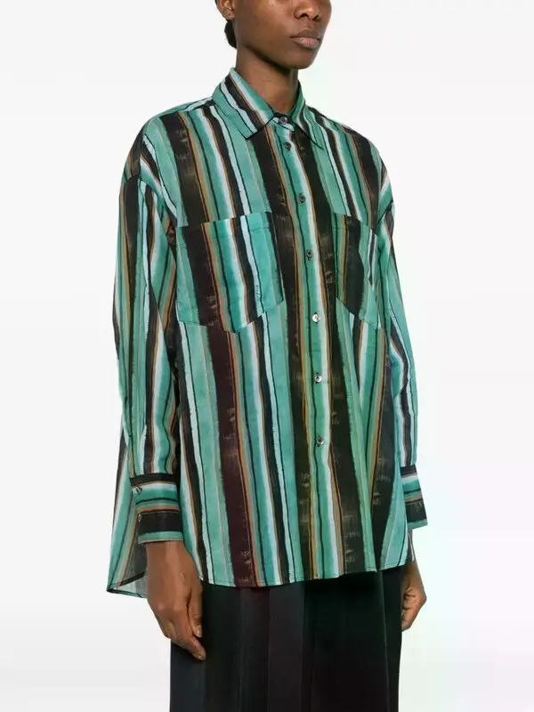 Pinko Striped Cotton Muslin Shirt With Logo Detail