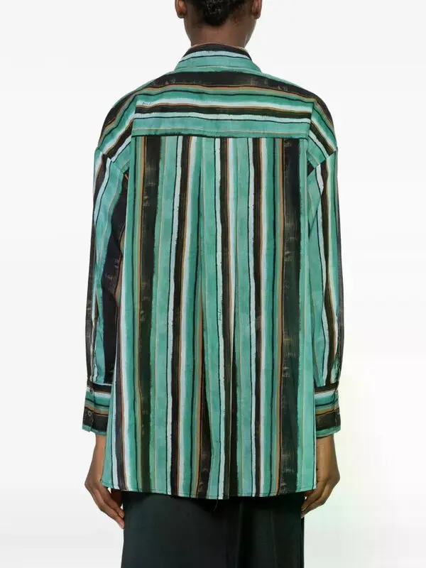 Pinko Striped Cotton Muslin Shirt With Logo Detail