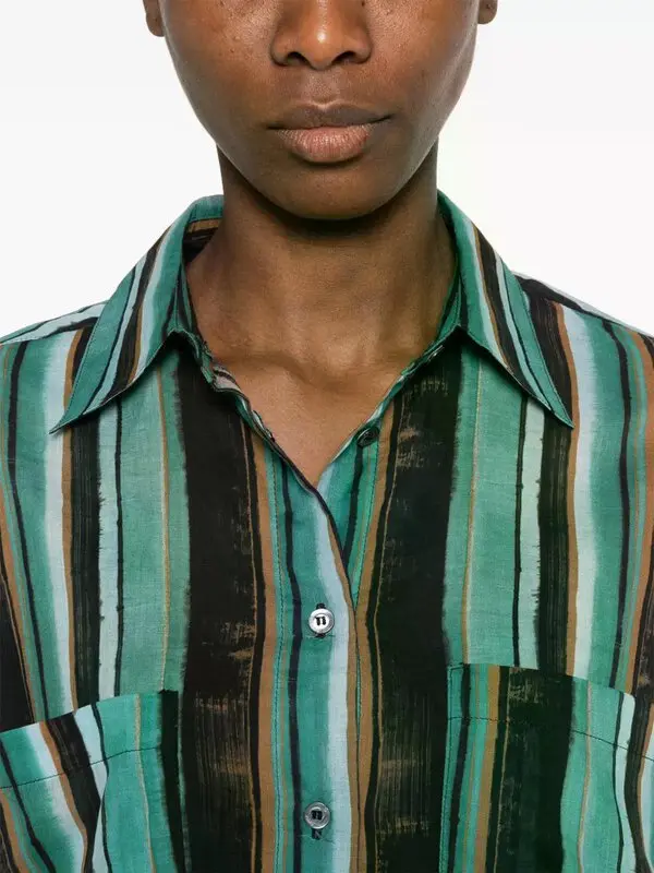 Pinko Striped Cotton Muslin Shirt With Logo Detail