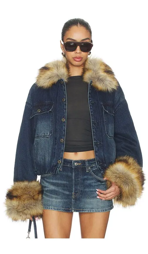 We11Done Faux Fur Trimmed Denim Jacket