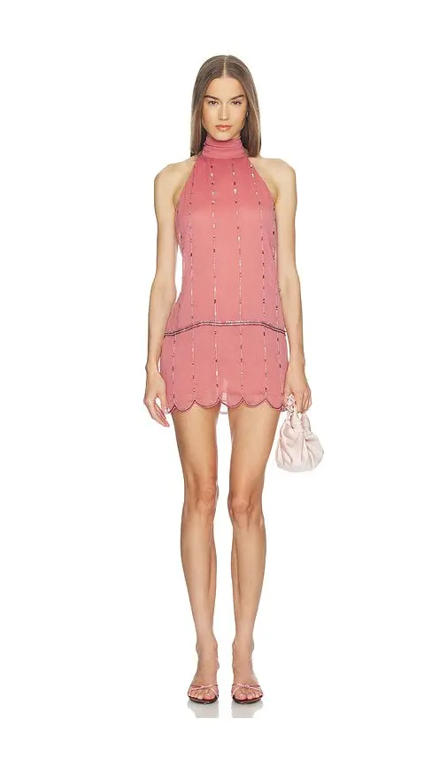 LOBA Addison Beaded Mini Dress - Mauve