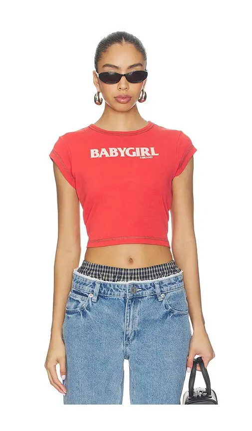 Abrand Denim Babygirl Rib Cropped Tee