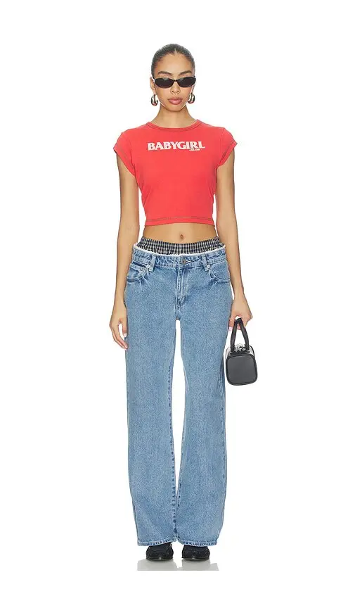 Abrand Denim Babygirl Rib Cropped Tee