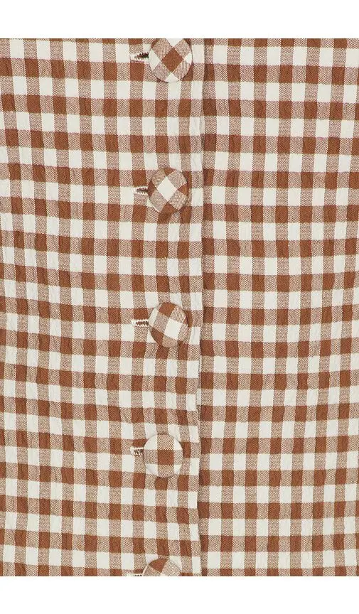 Loba Annie Gingham Mini Dress - Brown & White | Editorialist