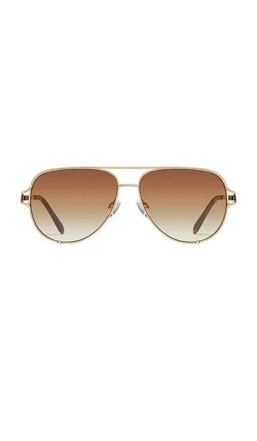 Quay High Key Twist Aviator Sunglasses - Brushed Gold & Sepia