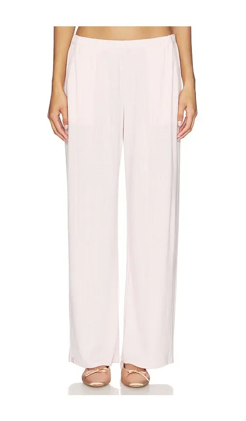 Barefoot Dreams Pointelle Rib Pant With Scallop Trim - Pink Sand