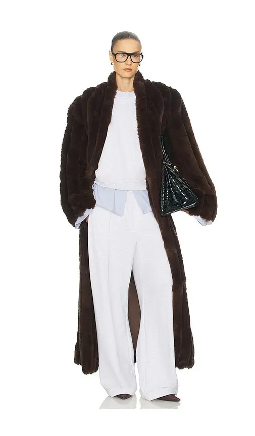 HELSA The Irina Faux Fur Coat In Brown - Java