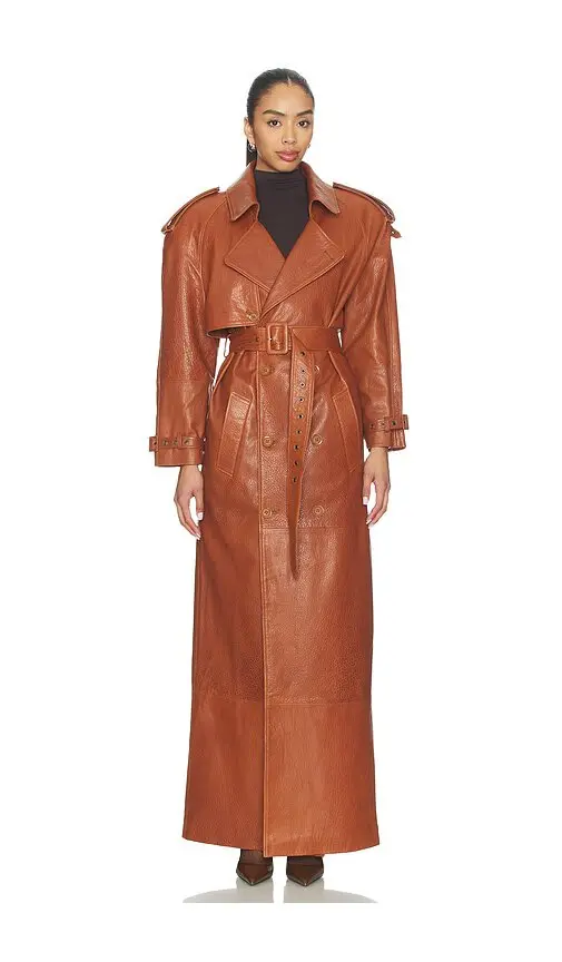 MANOKHI Mireia Trench Coat In Brick - Camel
