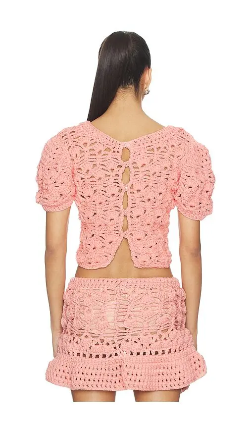 ANIYE RECORDS Mabel Crochet Puff Sleeve Top