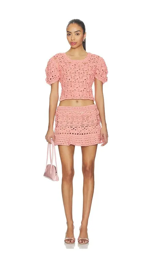 ANIYE RECORDS Mabel Crochet Puff Sleeve Top