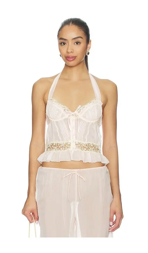 For Love & Lemons Gilded Lace Bustier - Natural