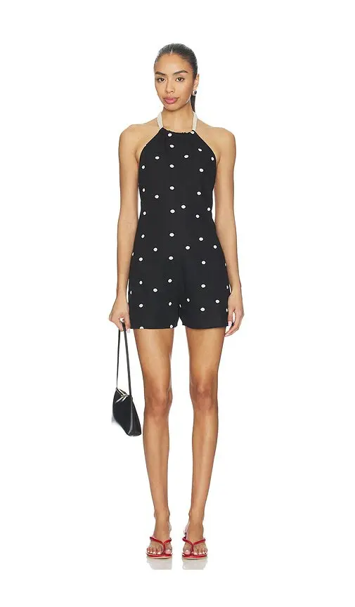 MAUDE CLUB Nica Romper - Black Sand